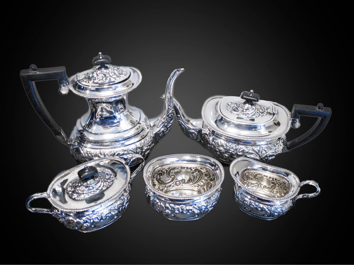 English Silverplate Tea Set Coffee Service Repousse – InventifDesigns