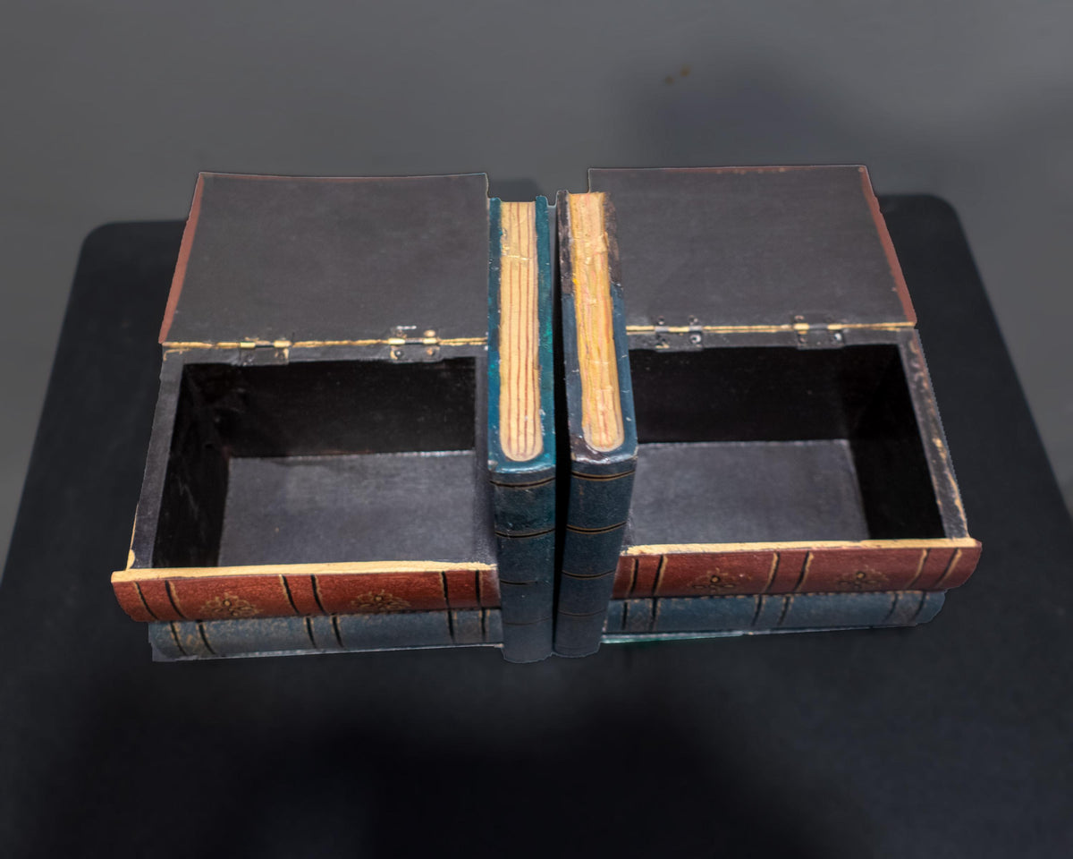 Vintage Antique Style Book Stack Book Ends With Hidden Storage ...