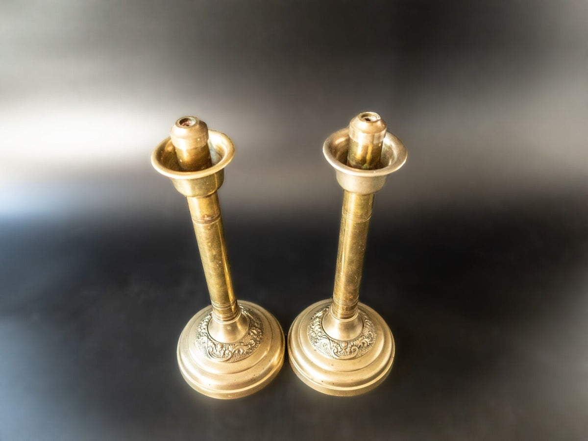 Antique Brass Altar Candle Holders Spring Loaded Church Candles ...