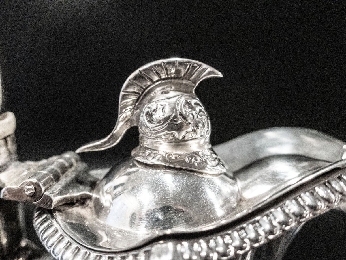 Antique Silver Plate Tea Set Knights Head Finial Greek Revival ...