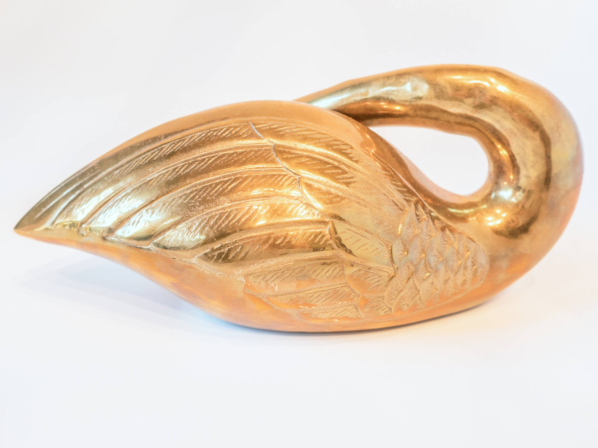 Vintage Castilian Brass Swan Sculpture Doorstop Large Hollywood Regenc ...