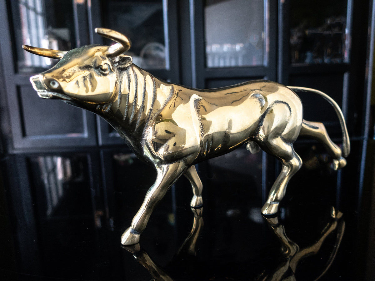 Vintage Brass Bull Statue Sculpture 15" Long – InventifDesigns