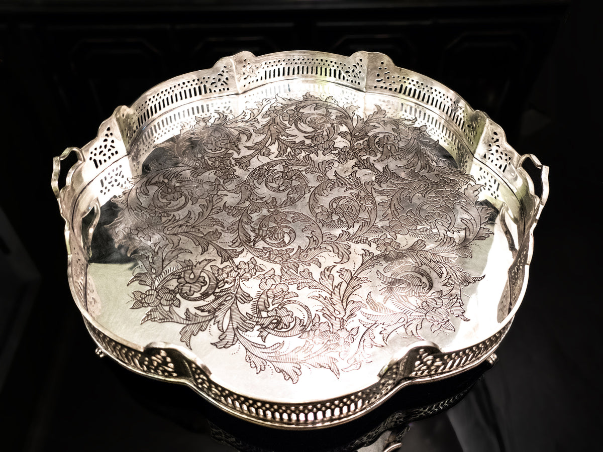 Vintage XL Castilian Silver Serving Tray With Handles And Feet ...