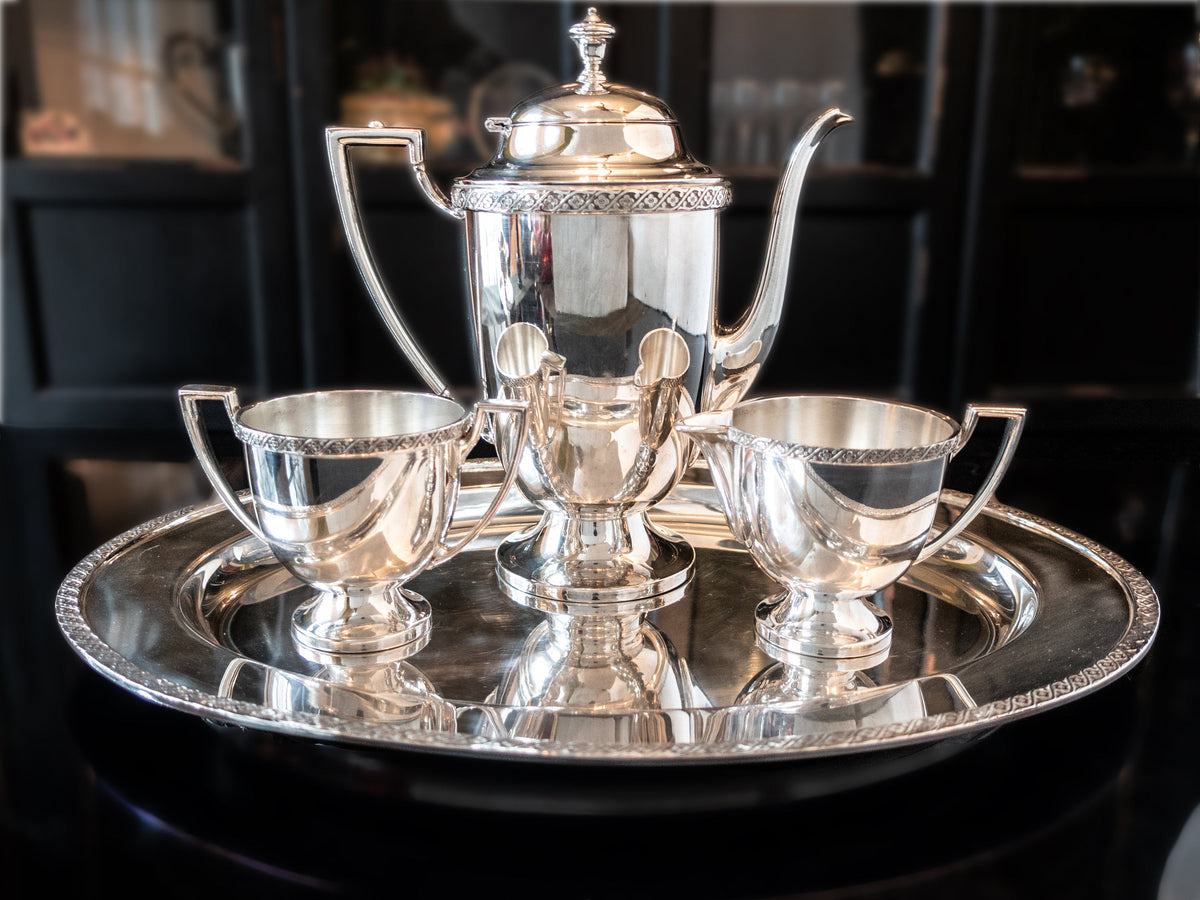 Antique Silverplate Tea Set With Tray Rosette By Forbes Silver Co ...