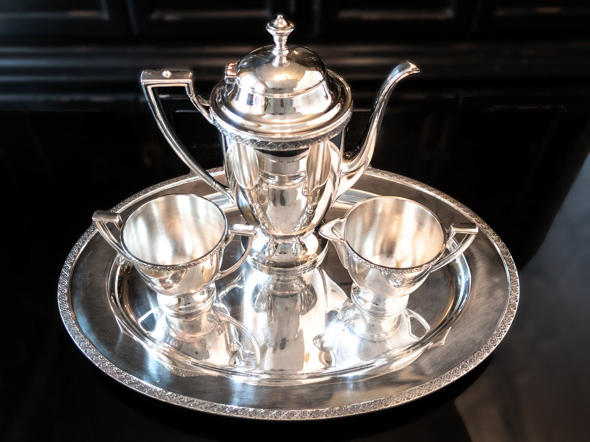 Antique Silverplate Tea Set With Tray Rosette By Forbes Silver Co ...