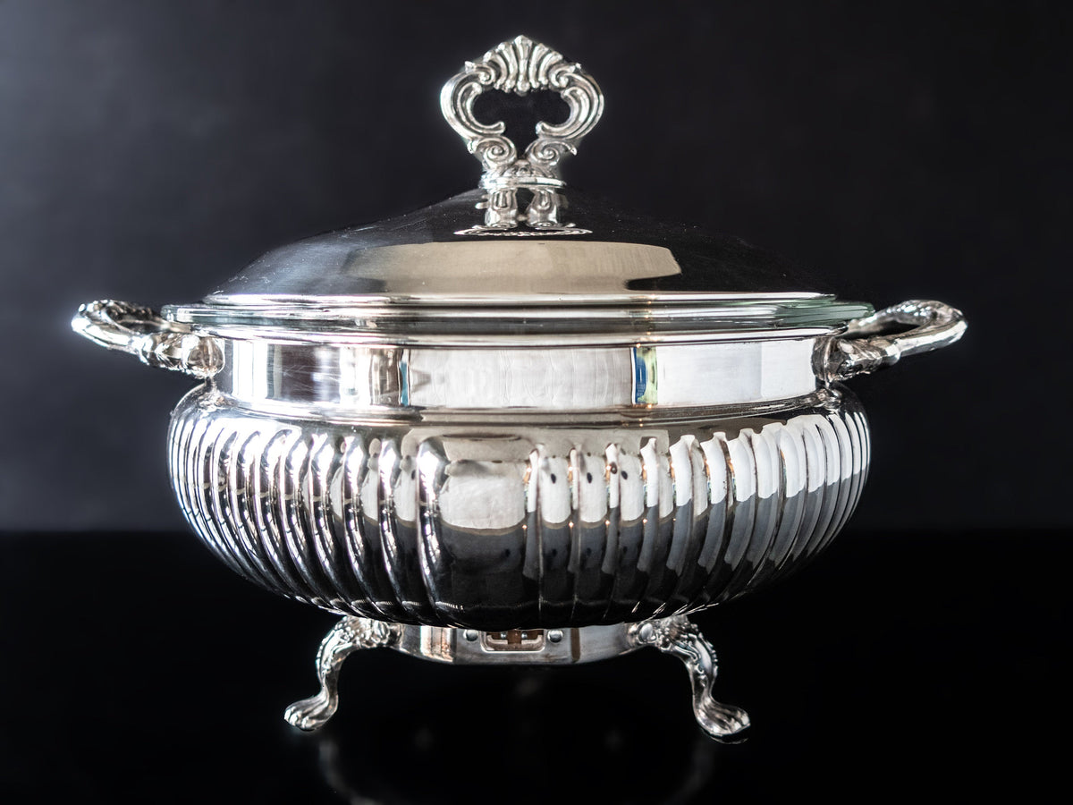 Vintage Electric Silver Plate Covered Dish With Glass Casserole Servin ...