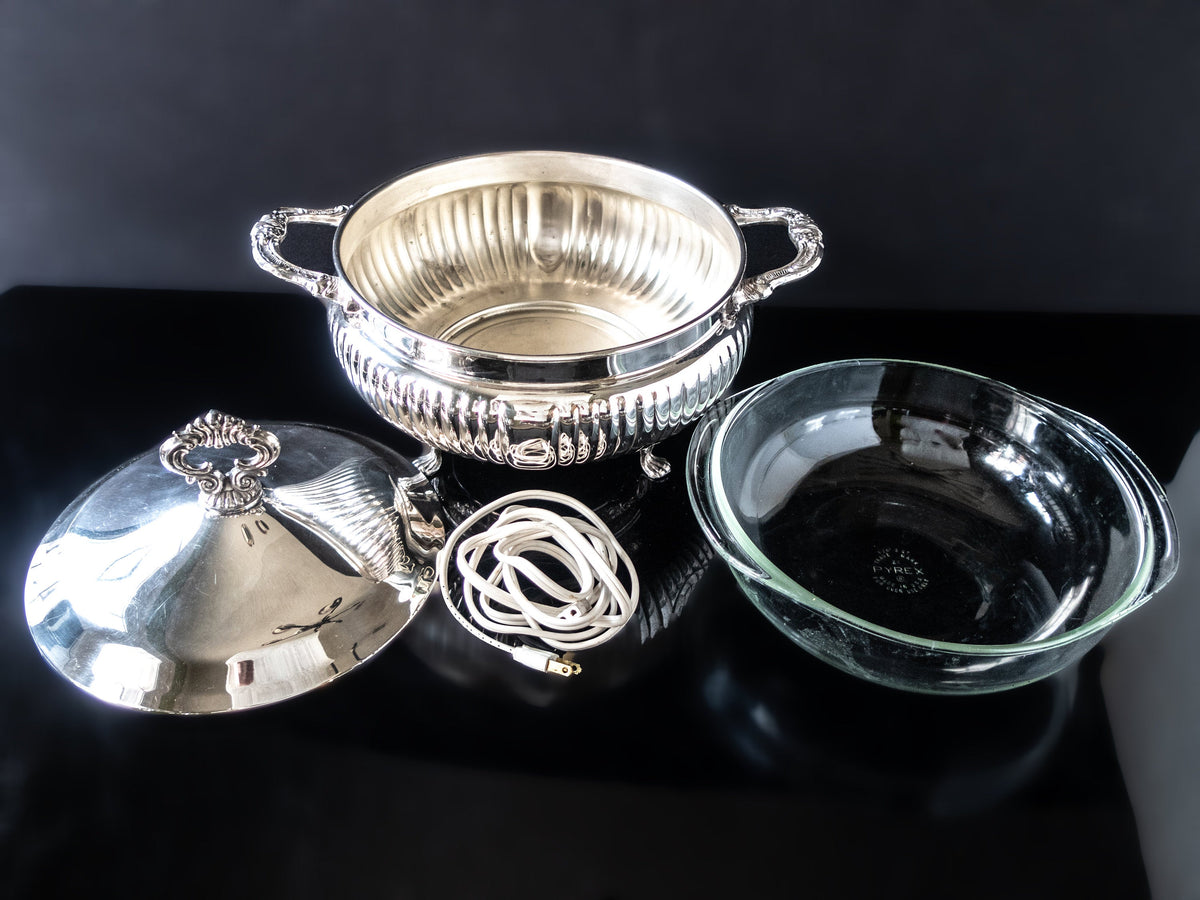 Vintage Electric Silver Plate Covered Dish With Glass Casserole Servin ...
