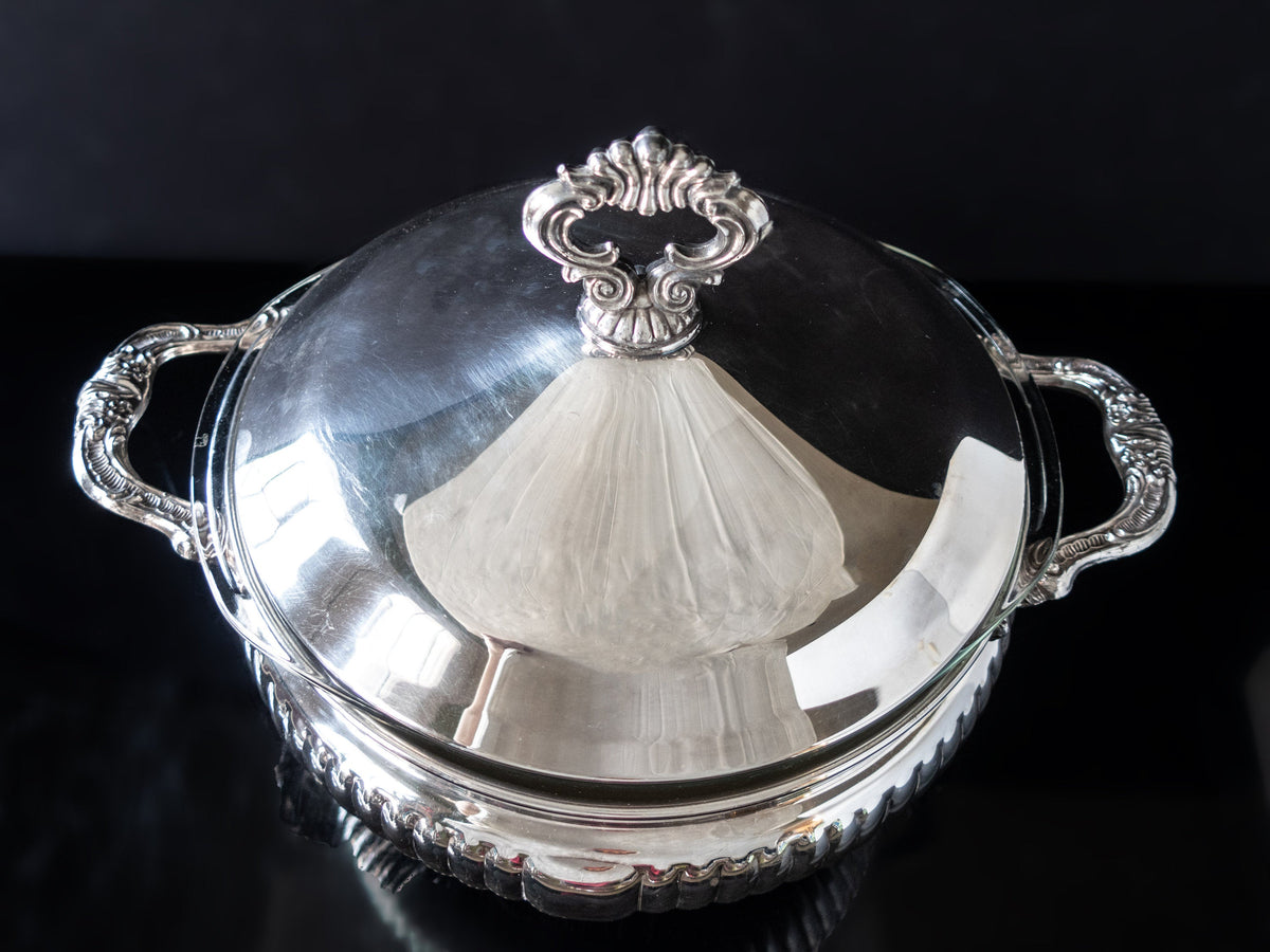 Vintage Electric Silver Plate Covered Dish With Glass Casserole Servin ...