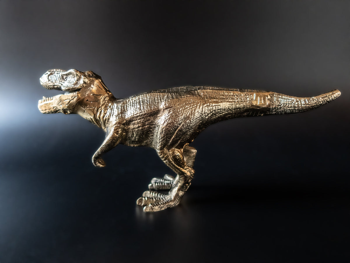 Vintage Brass Tone T-Rex Dinosaur Statue Figure 11" Long – InventifDesigns