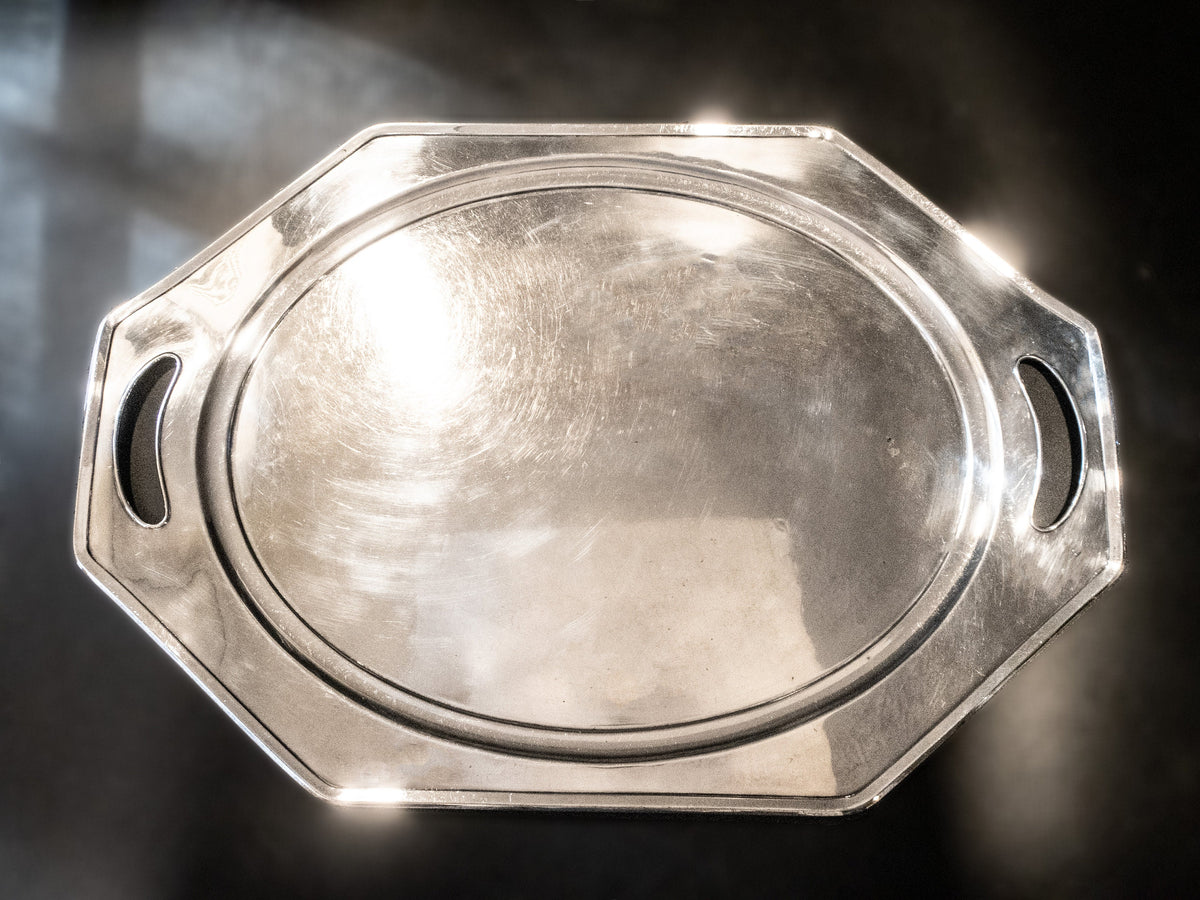 Antique Silver Plate Oval Octagon Serving Meriden Art Deco ...