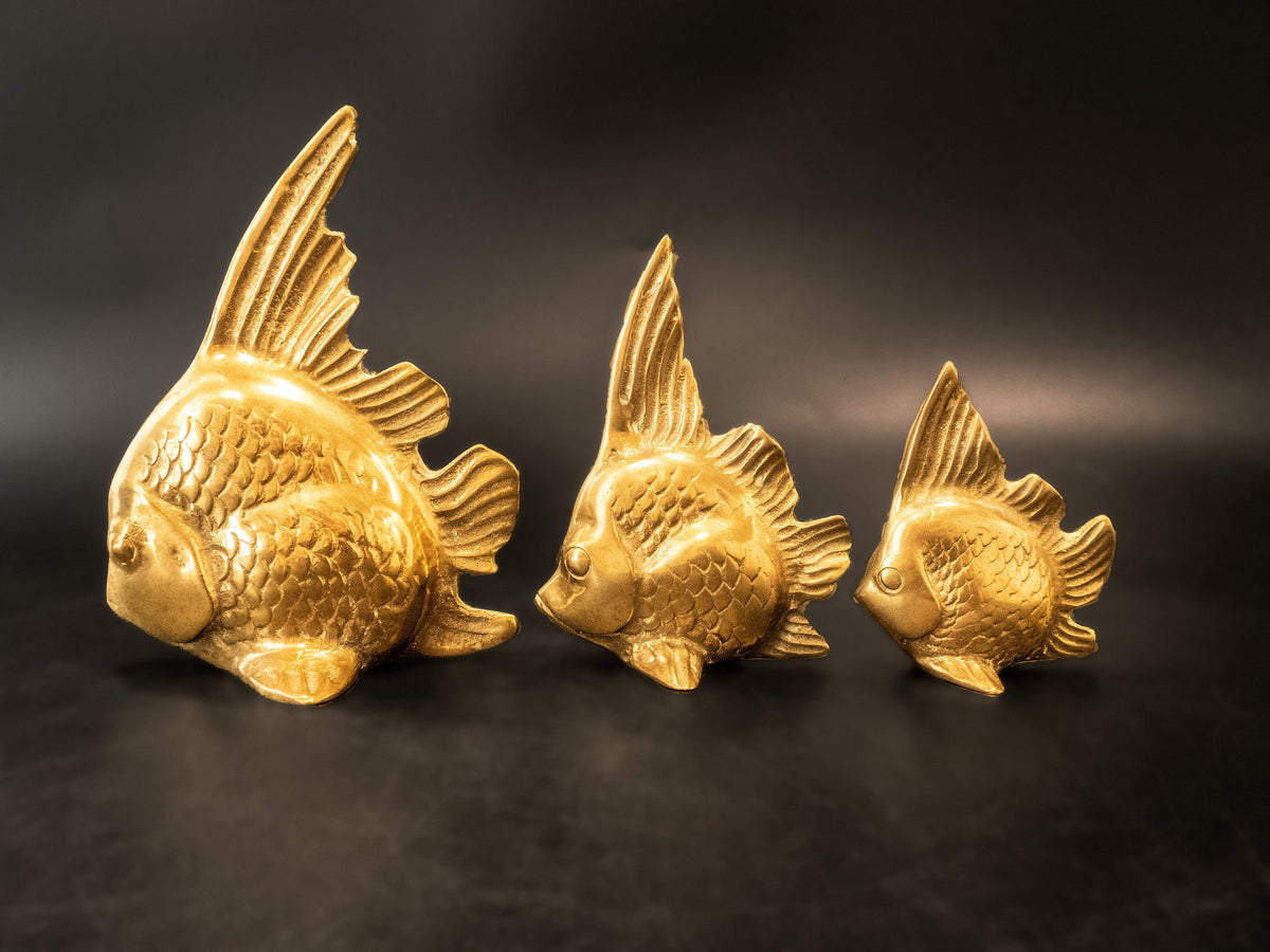 Vintage Brass Fish Set Of 3 Goldfish Sculptures Figures – InventifDesigns