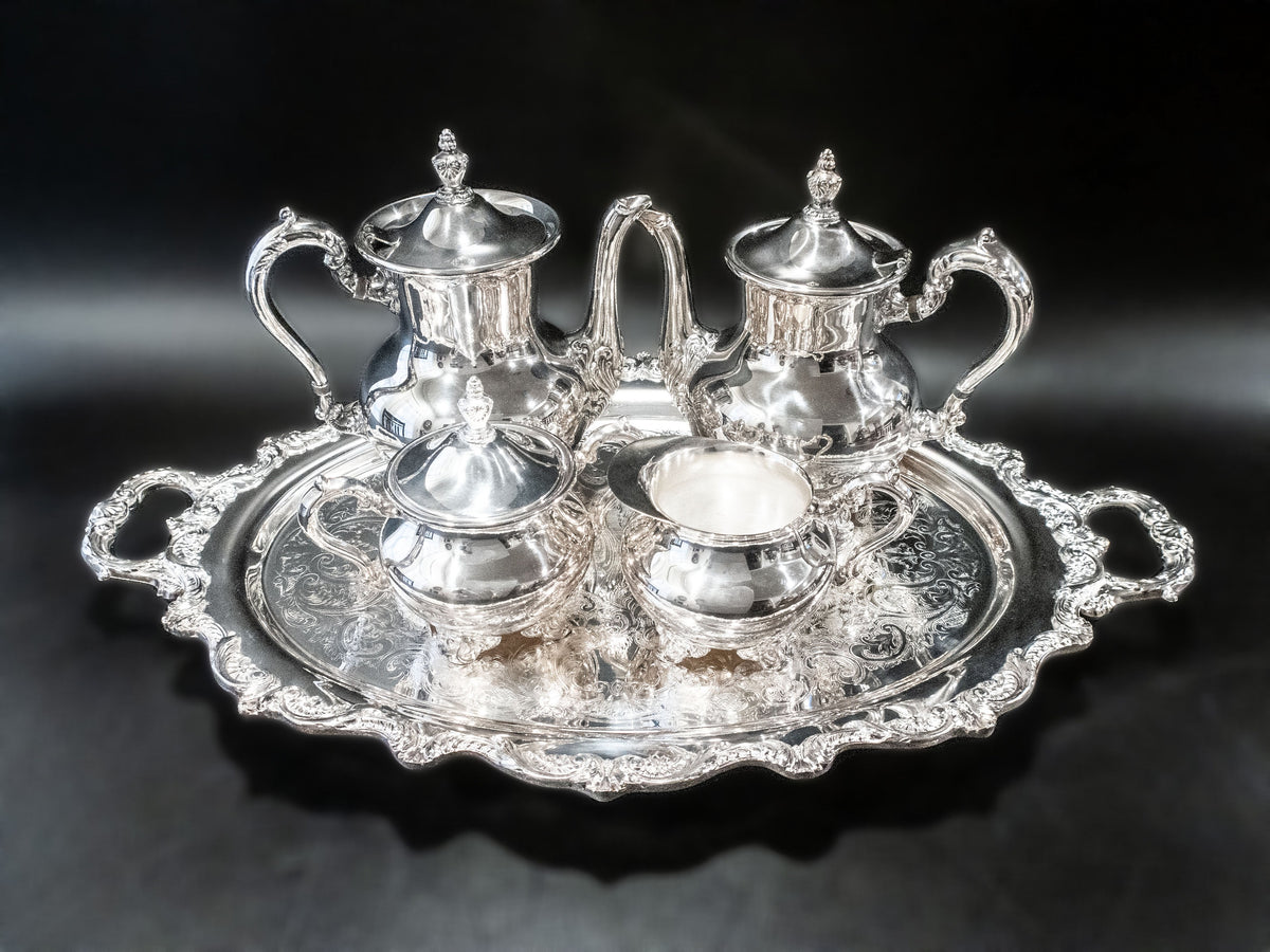 Vintage Silver Plate Coffee Tea Set With Tray And Dust Bags Towle ...