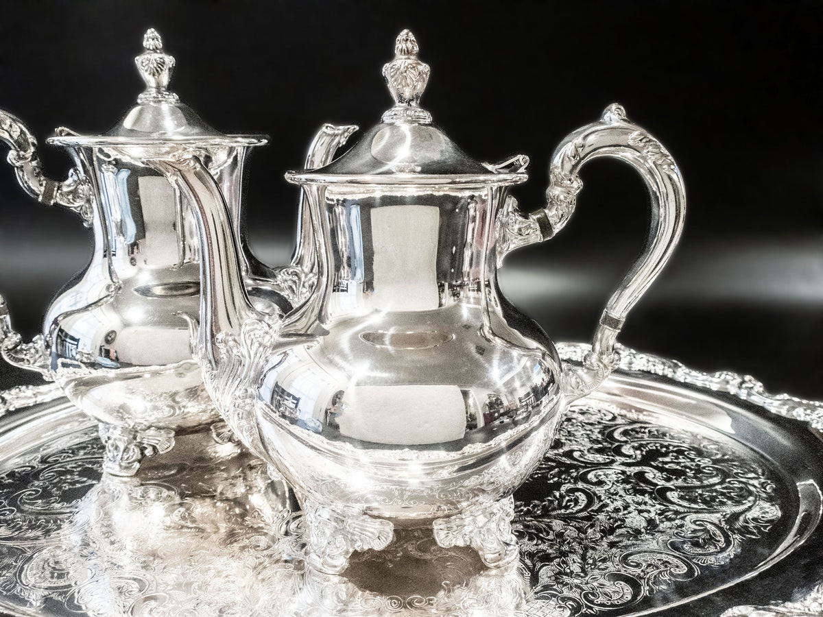 Vintage Silver Plate Coffee Tea Set With Tray And Dust Bags Towle ...