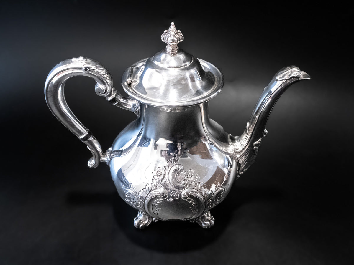 Vintage Silver Plate Coffee Pot Regent Chased Reed Barton With Dust Co ...