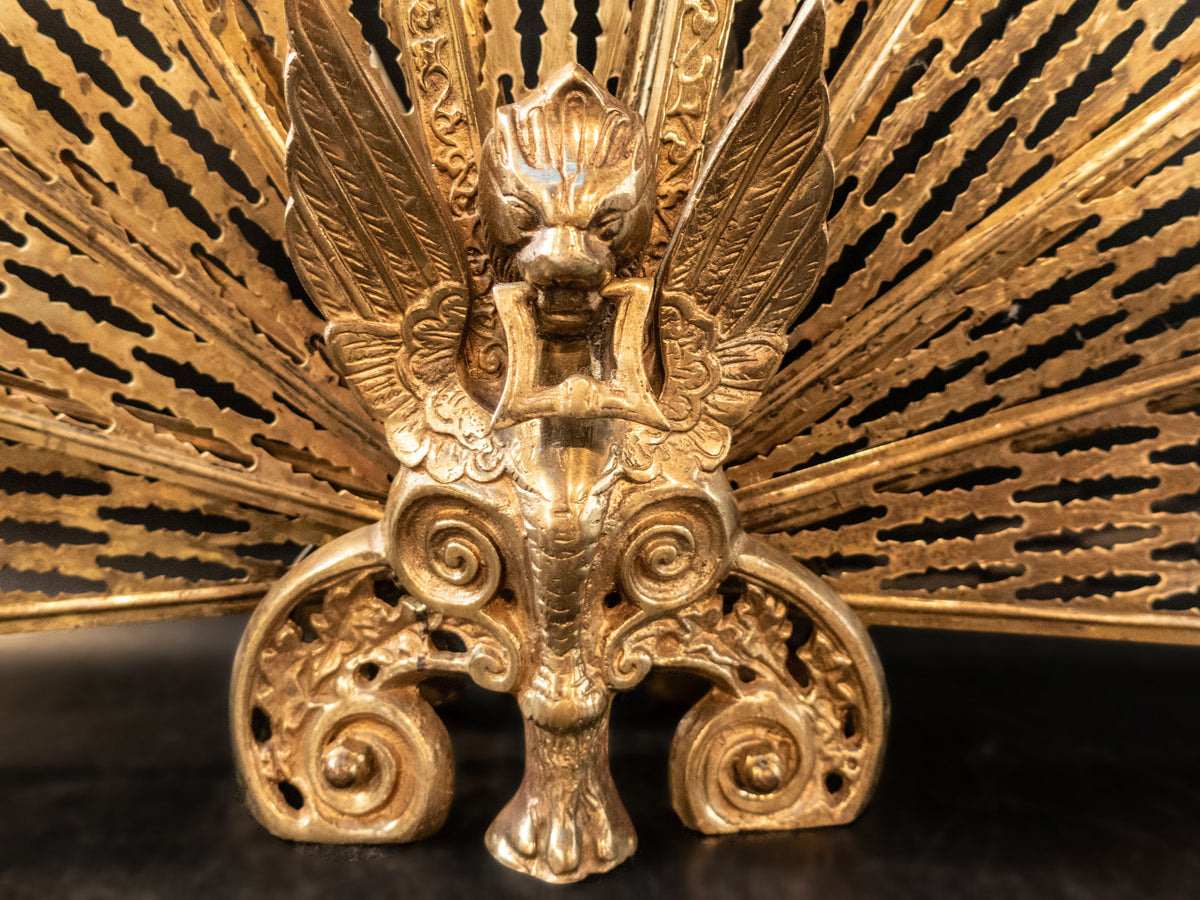 Vintage Brass Fireplace Fan Screen Gargoyle Dragon – InventifDesigns